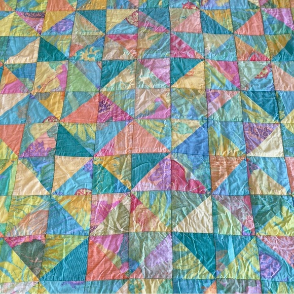 Vintage | Bedding | Vintage Handmade Colorful Quilt Pinwheel Pattern ...